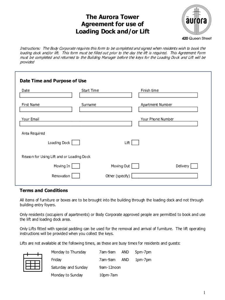 Fillable Online 2021 Loading Dock and Lift Booking Form - Final 4.docx ...