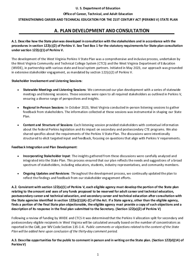 Fillable Online wvde state wv A. PLAN DEVELOPMENT AND CONSULTATION Fax ...