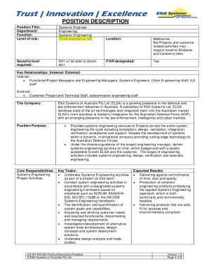 Fillable Online System Engineer Job Description Template Fax Email ...