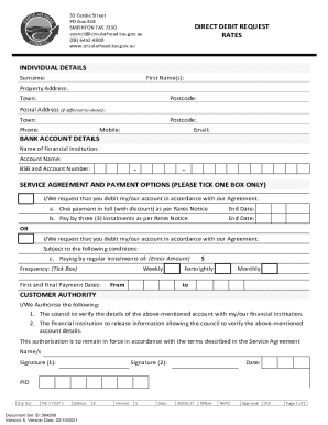 Fillable Online ECM384268v5Direct Debit Request Rates - Form FW 17 027 ...