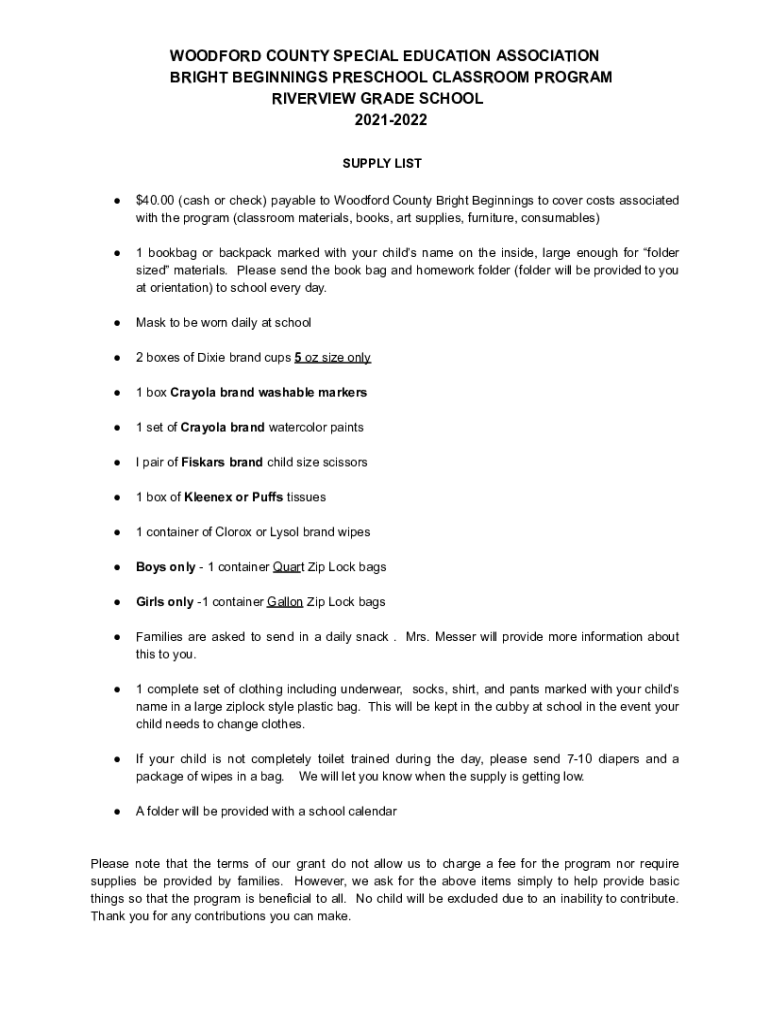 Fillable Online Bright Beginnings - Woodford County Special Education ... Fax Email Print ...