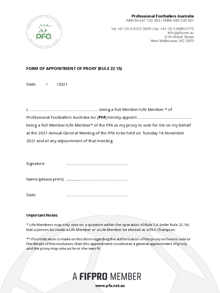 Fillable Online pfa net Professional Footballers Australia: Home Page ...