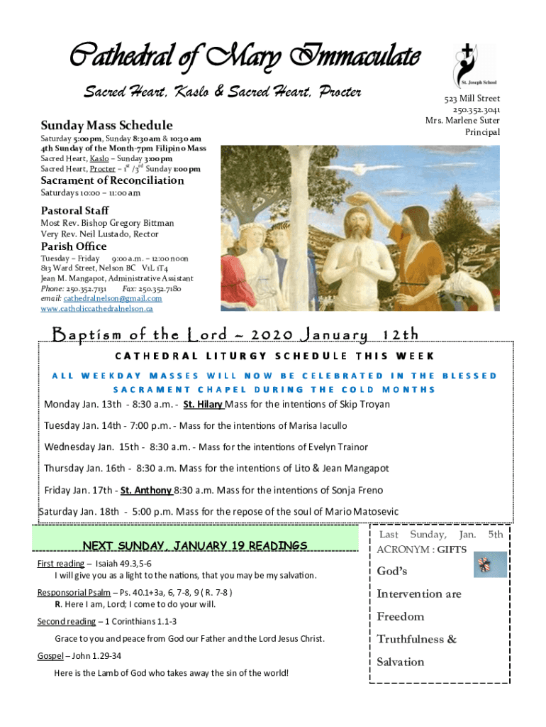 Fillable Online Sacred Heart, Procter 1st /3rd Sunday 1:00 pm Fax Email ...