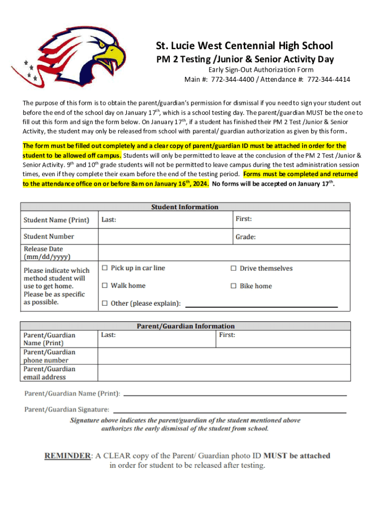 Fillable Online Testing Early Release Form Fax Email Print - pdfFiller