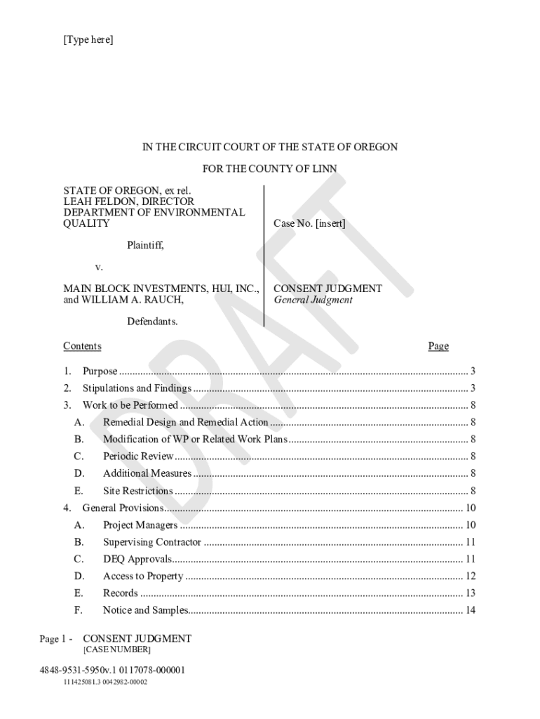 Fillable Online Type here Page 1 - CONSENT JUDGMENT IN THE CIRCUIT ...
