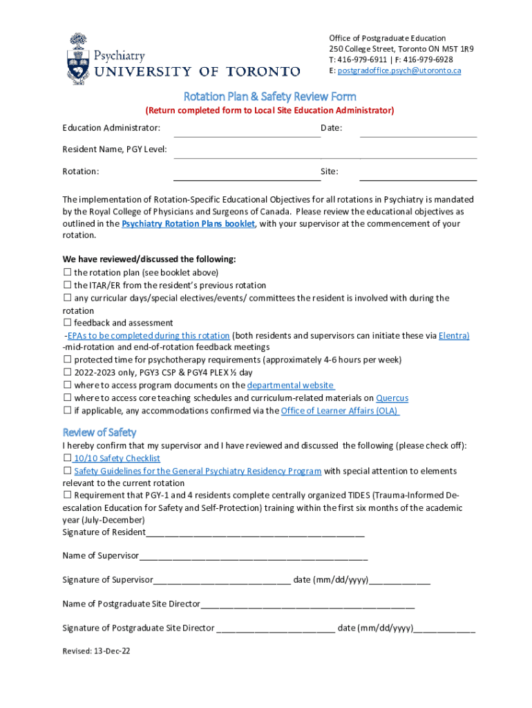 Fillable Online Rotation Plan+Safety Review Form FINAL DEC2022 fillable ...