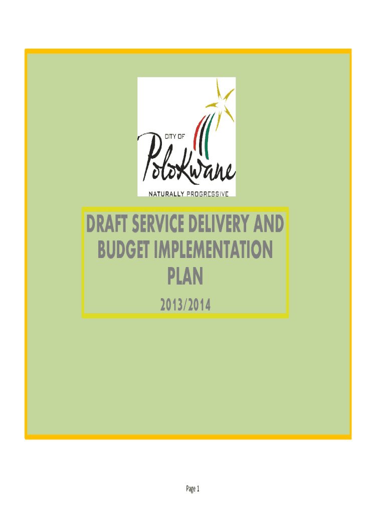 Fillable Online Draft Service Delivery Budget Implementation Plan SDBIP ...
