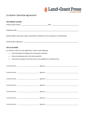 Fillable Online Co-Author Submittal Agreement Fax Email Print - pdfFiller