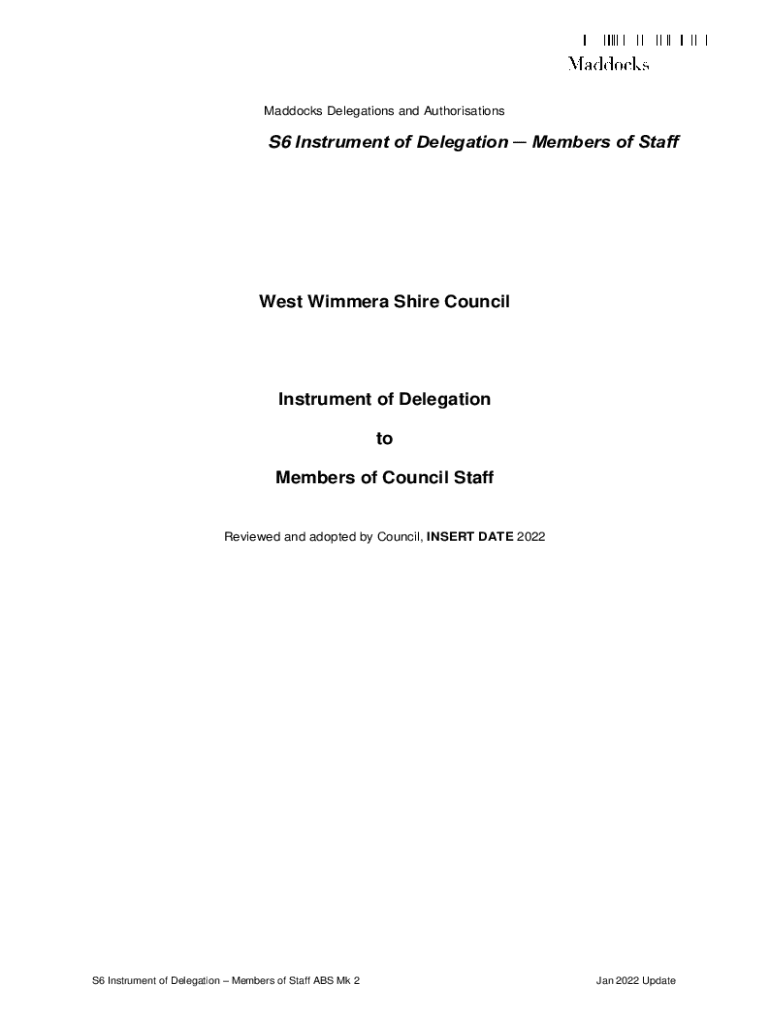 Fillable Online S6 Instrument of Delegation Members of Staff Fax Email Print - pdfFiller