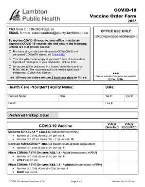 Fillable Online COVID-19 Vaccine Order Form Fax Email Print - pdfFiller