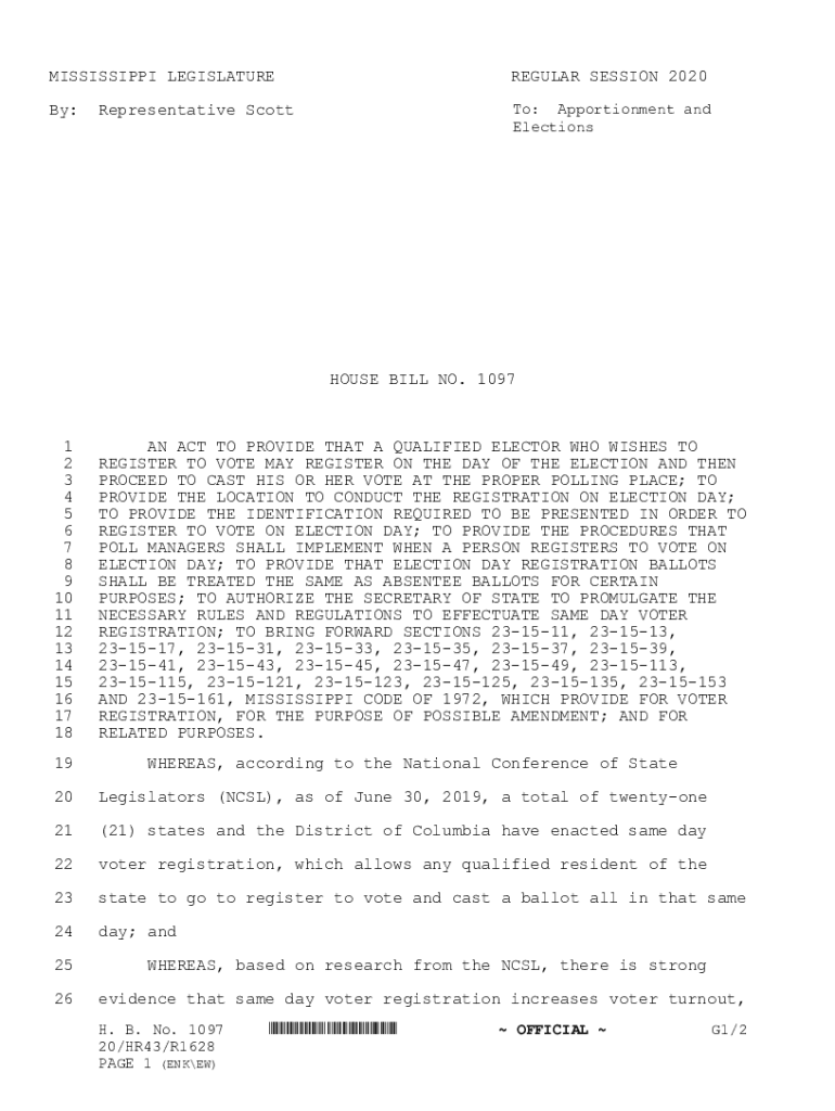 Fillable Online billstatus ls state ms Daily Action Reports - Mississippi Legislature -MS.GOV ...