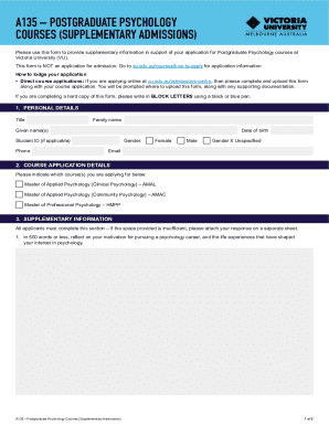 Fillable Online A135 Postgraduate Psychology courses (supplementary ...