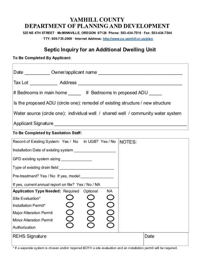 Fillable Online Accessory Dwelling Unit (ADU) Application - Yamhill ...