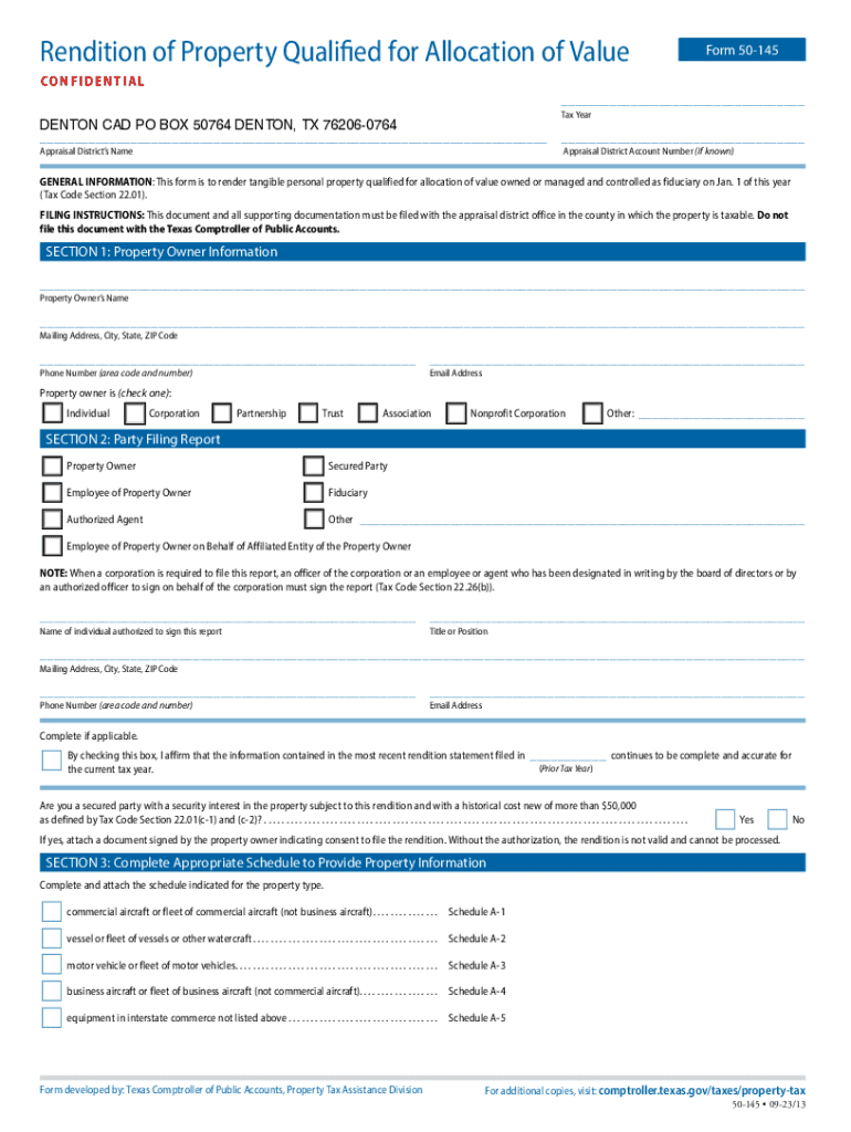 Fillable Online DENTON CAD PO BOX 50764 DENTON, TX 76206-0764 Fax Email Print - pdfFiller