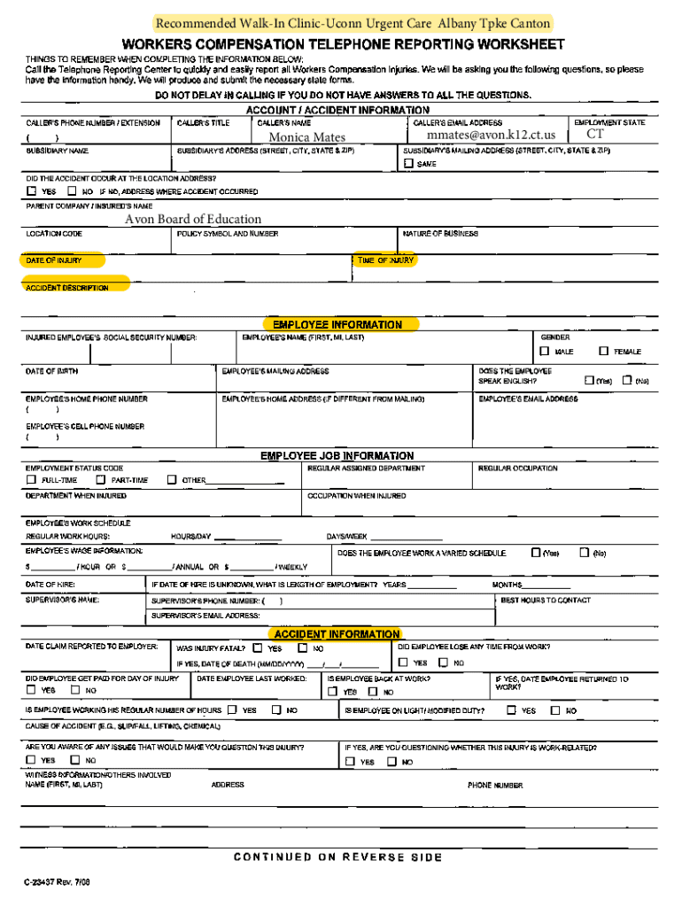 Fillable Online Walk In Clinic Near Avon CTPriority Urgent Care Fax ...