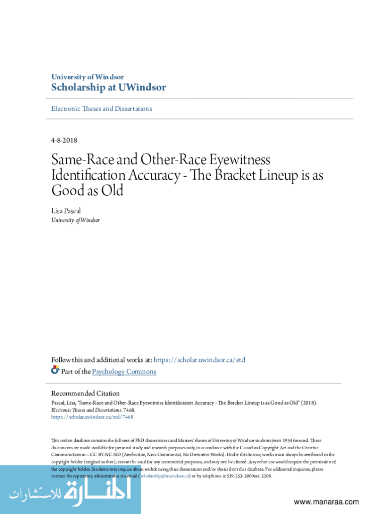 Fillable Online Same-Race and Other-Race Eyewitness Identification ...