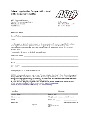 Fillable Online Refund application for (partial) refund Fax Email Print ...