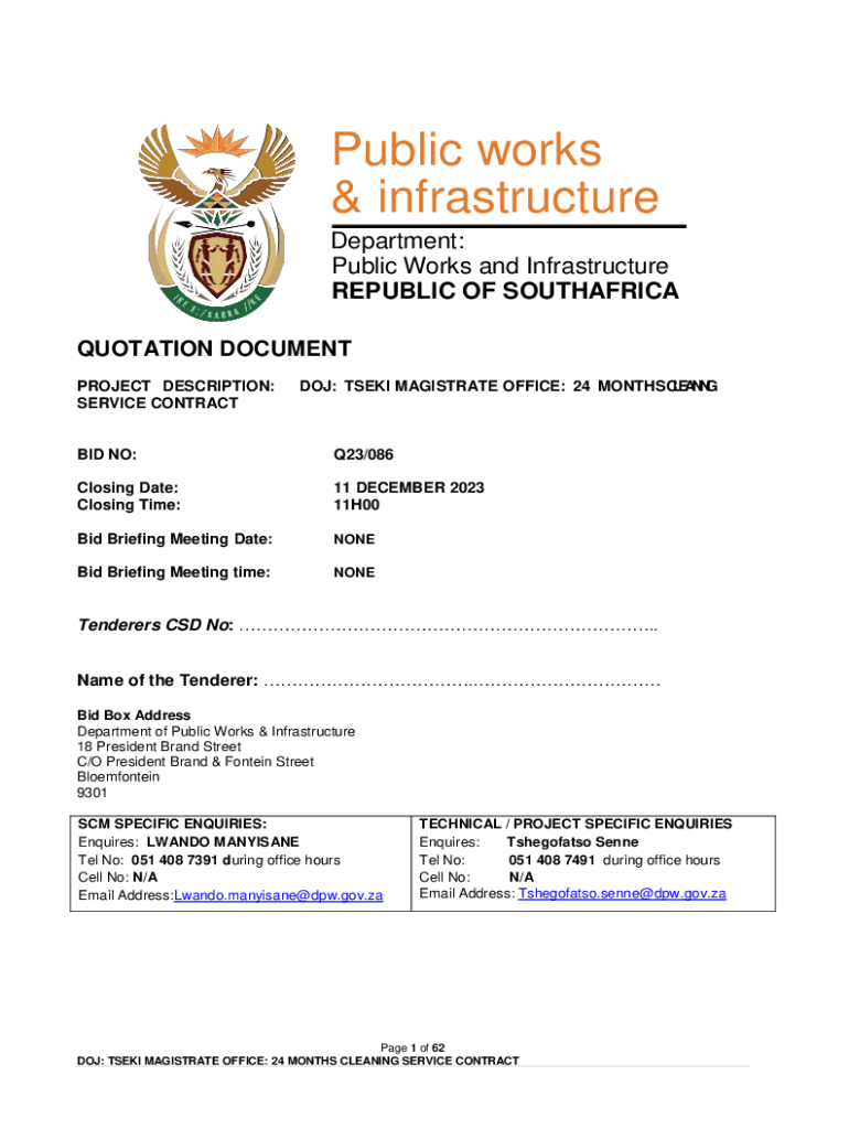 Fillable Online Doj: Tseki Magistrate Office: 24 Months Cleaning ...