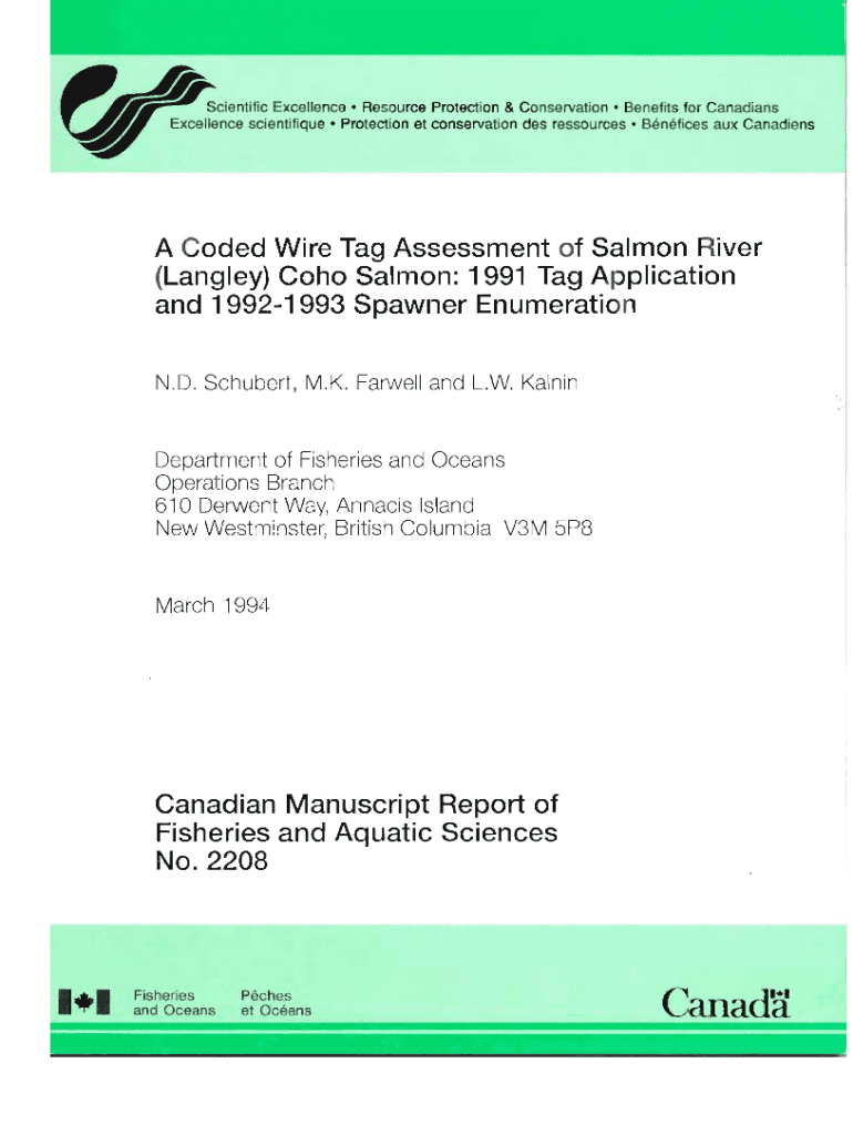 Fillable Online waves-vagues dfo-mpo gc A coded wire tag assessment of ...