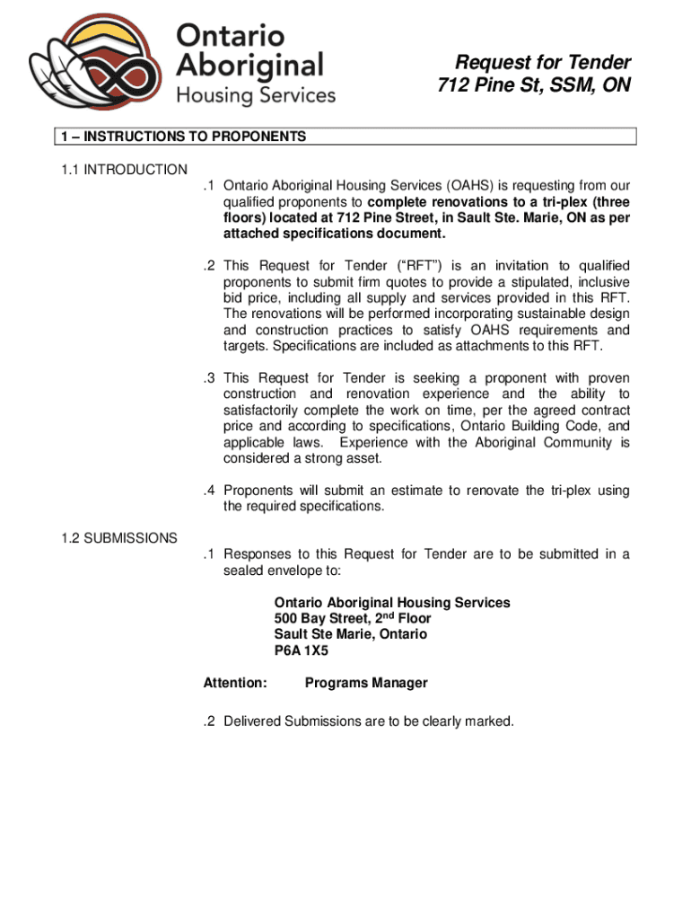 Fillable Online Request-for-Tender-Form-Sault-Ste-Marie-Heat-Pumps-1 ...