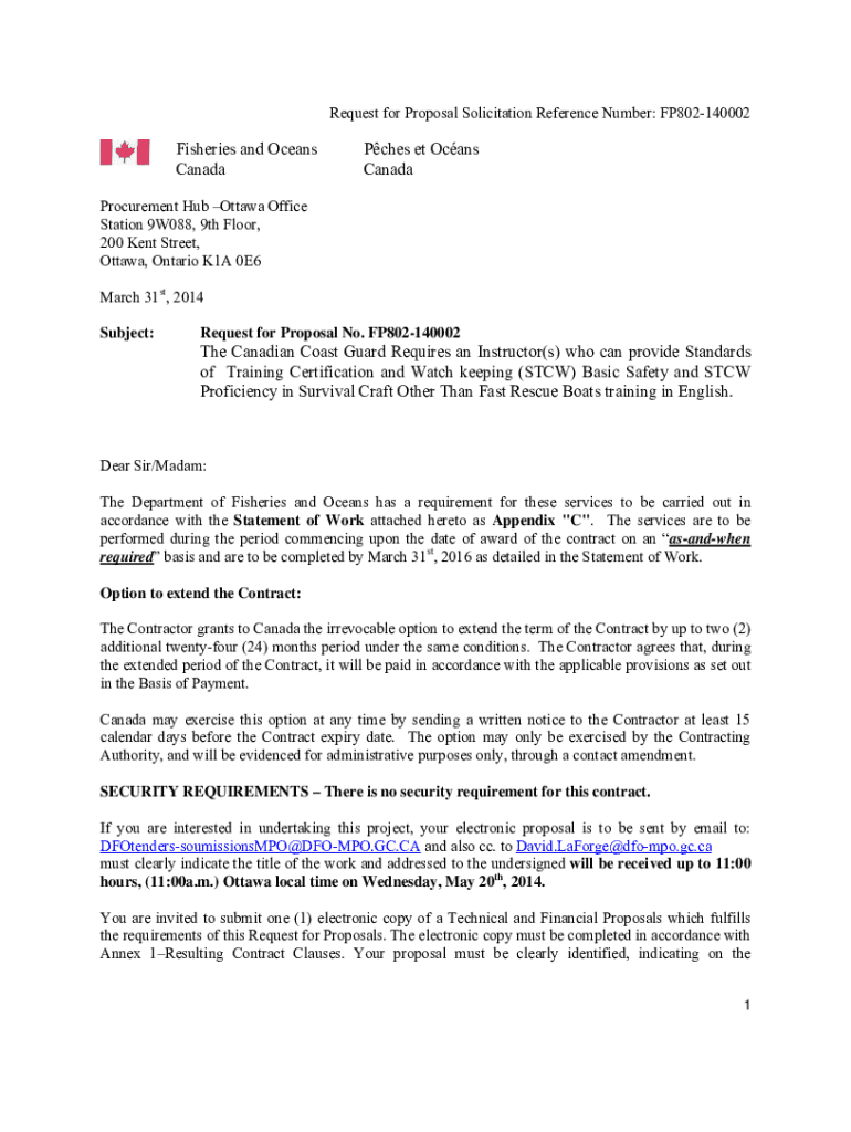 Fillable Online Request for Proposal Solicitation Reference Number ...