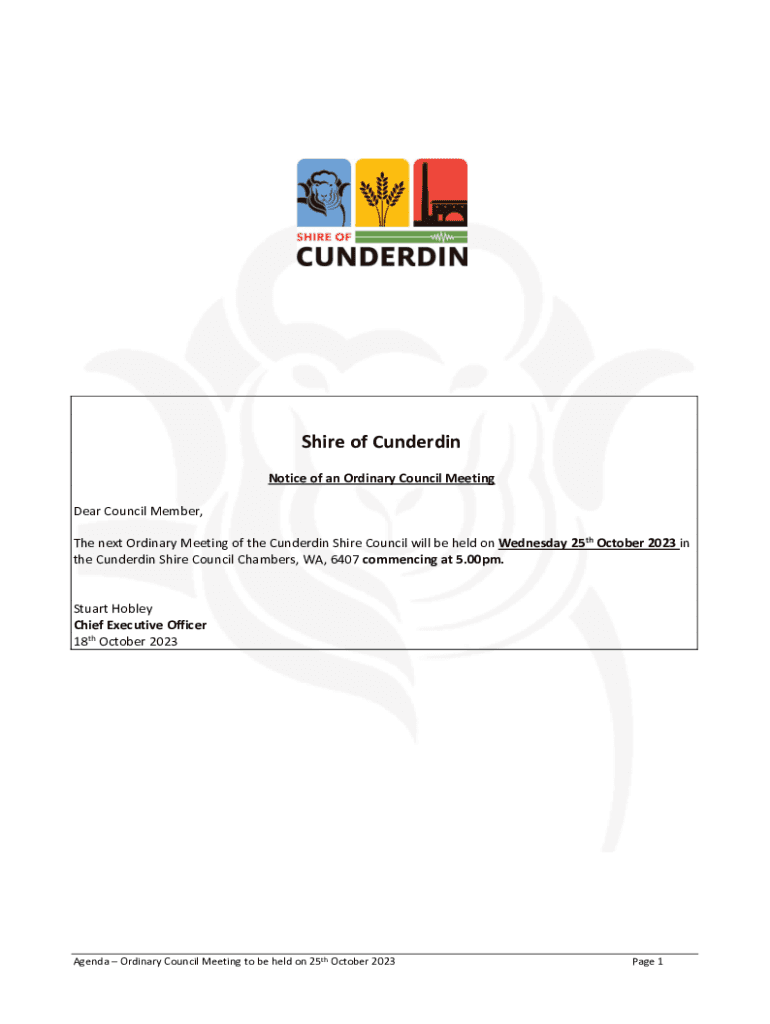 Fillable Online Shire of Cunderdin Quarterly Risk Management Report ...