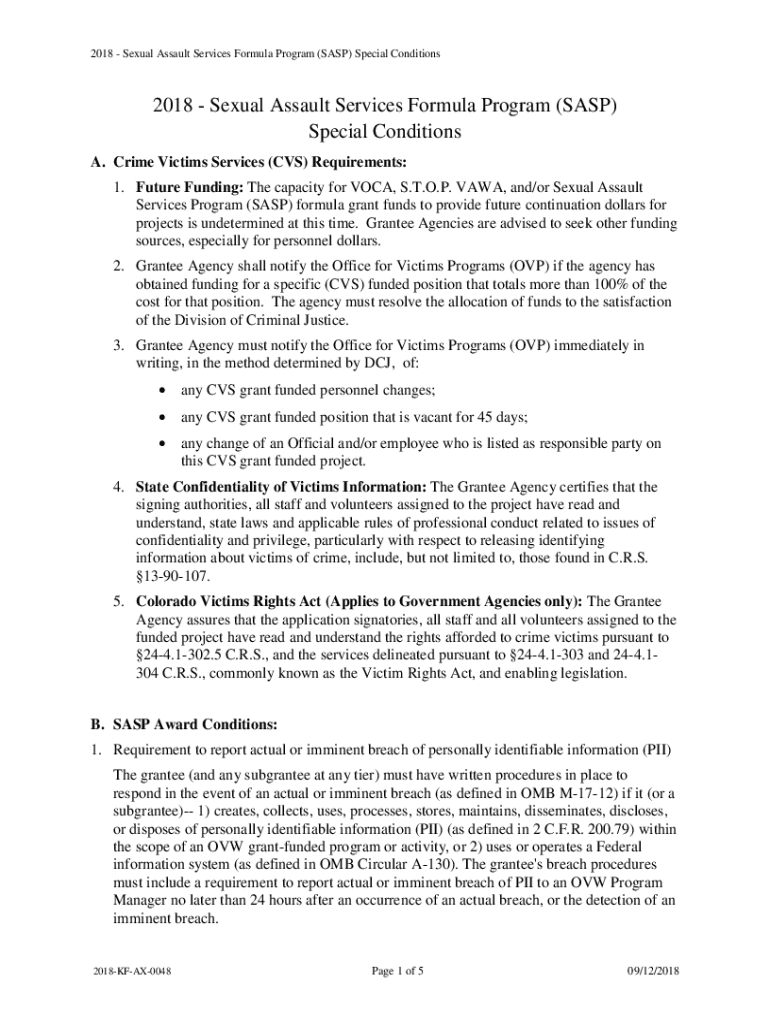 Fillable Online Sexual Assault Services Formula Grant Program (SASP) Fax Email Print - pdfFiller
