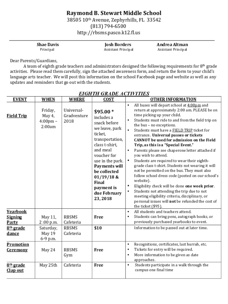 Fillable Online rbsms pasco k12 fl Meet the Teacher InformationR. B. Stewart Middle School Fax ...