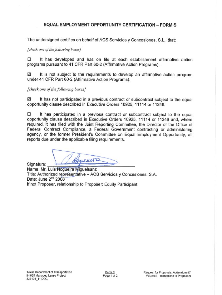 Fillable Online ftp dot state tx Equal Employment Opportunity ...