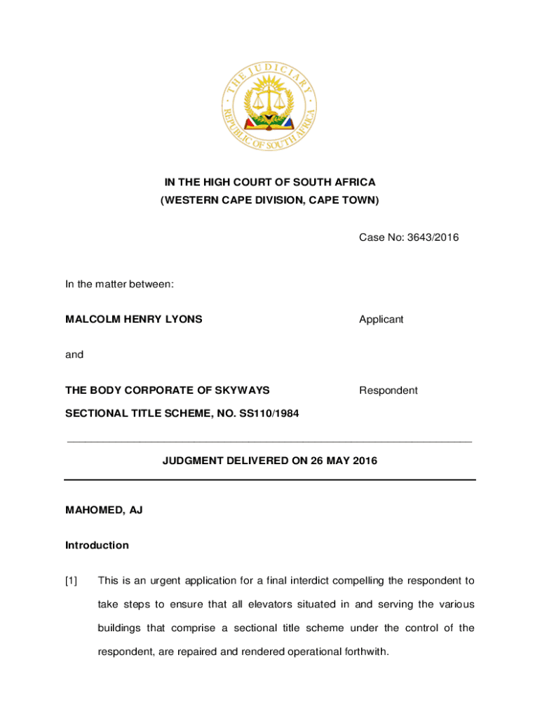 Fillable Online juta co in the equality court - (western cape division, cape town) Fax Email ...