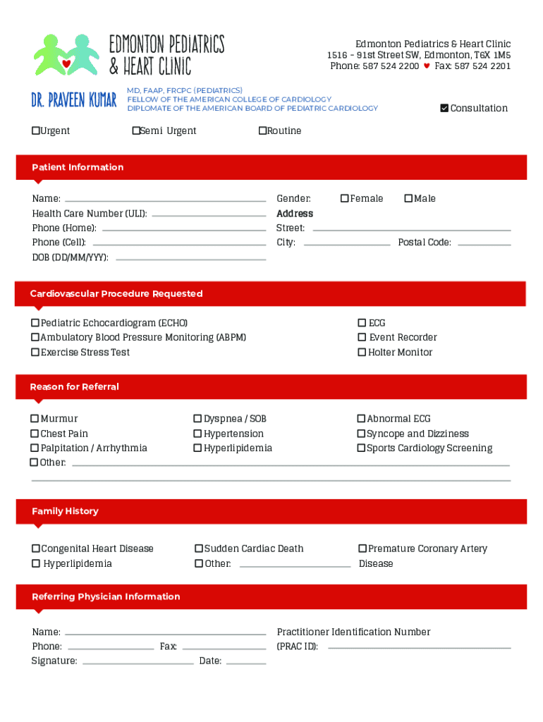 Fillable Online Services - Edmonton Pediatrics & Heart ... Fax Email ...