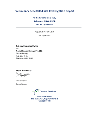 Fillable Online Preliminary & Detailed Site Investigation Report Fax ...
