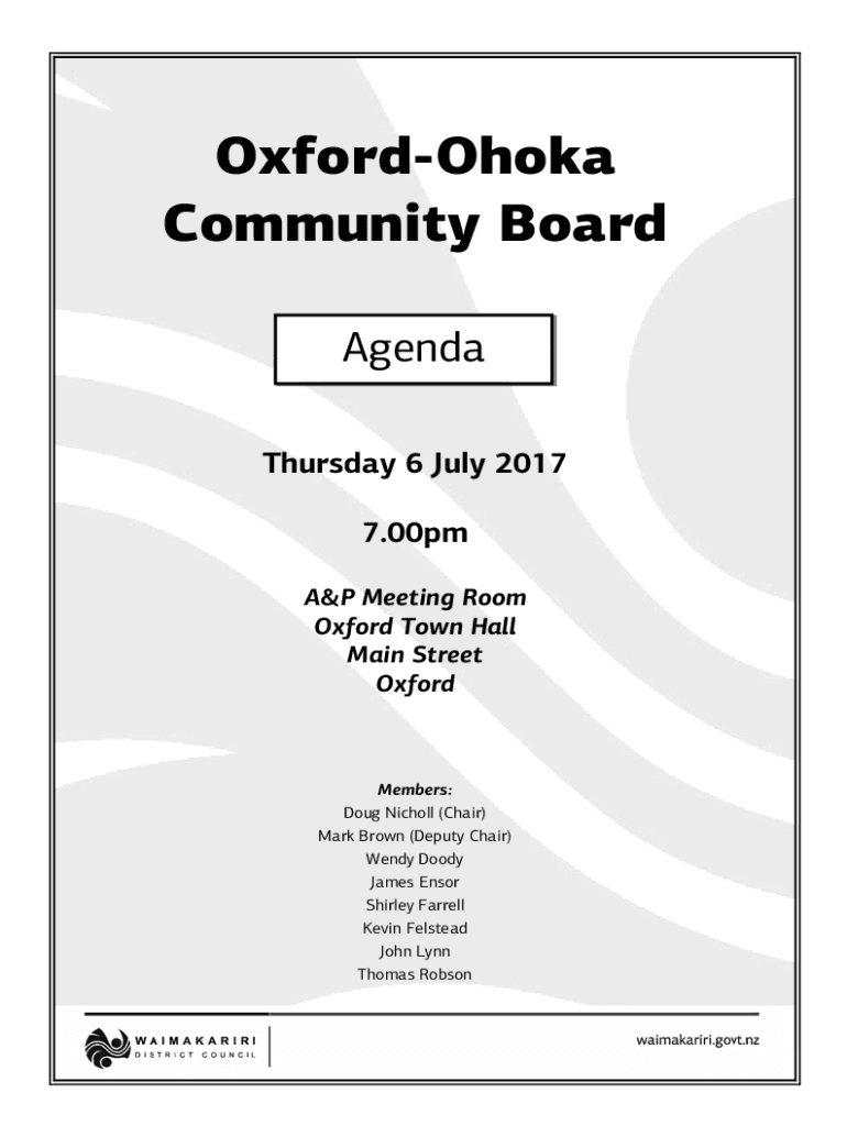 Fillable Online Approval of the Oxford-Ohoka Community Boards ...