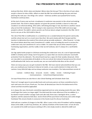 Fillable Online mounthawthornps wa edu P&C PRESIDENTS REPORT TO AGM ...