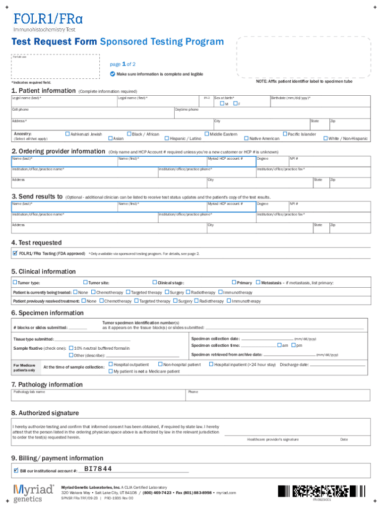 Fillable Online Test Request Form Sponsored Testing Program Fax Email ...
