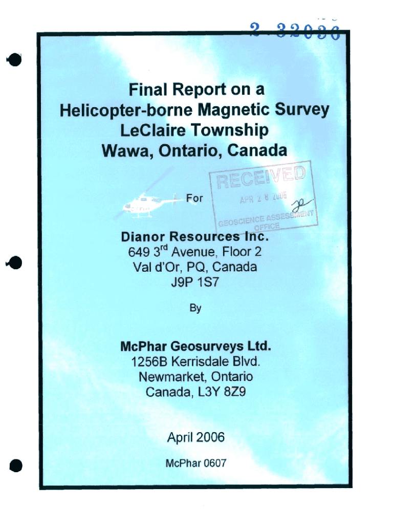 Fillable Online HELICOPTER BORNE MAG RPT LECLAIRE TWP. AIRBORNE ...