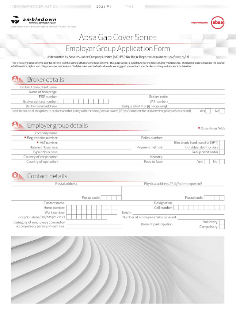 Fillable Online Underwritten by Absa Insurance Company Limited (AIC ...