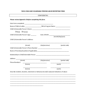 Fillable Online YMCA Protecting Children and Vulnerable Persons Policy Fax Email Print - pdfFiller