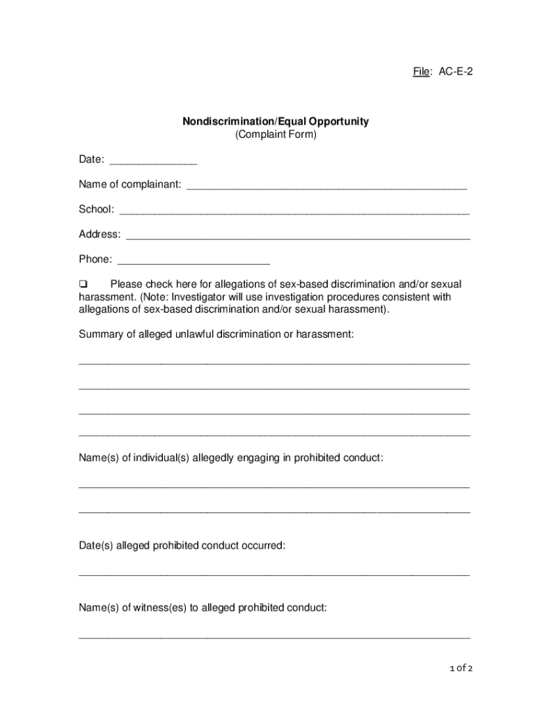 Fillable Online EOA Complaint Form Fax Email Print - pdfFiller