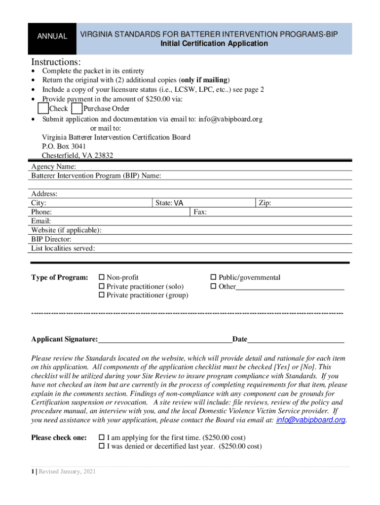 Fillable Online Batterer Intervention Program Certification Application ...