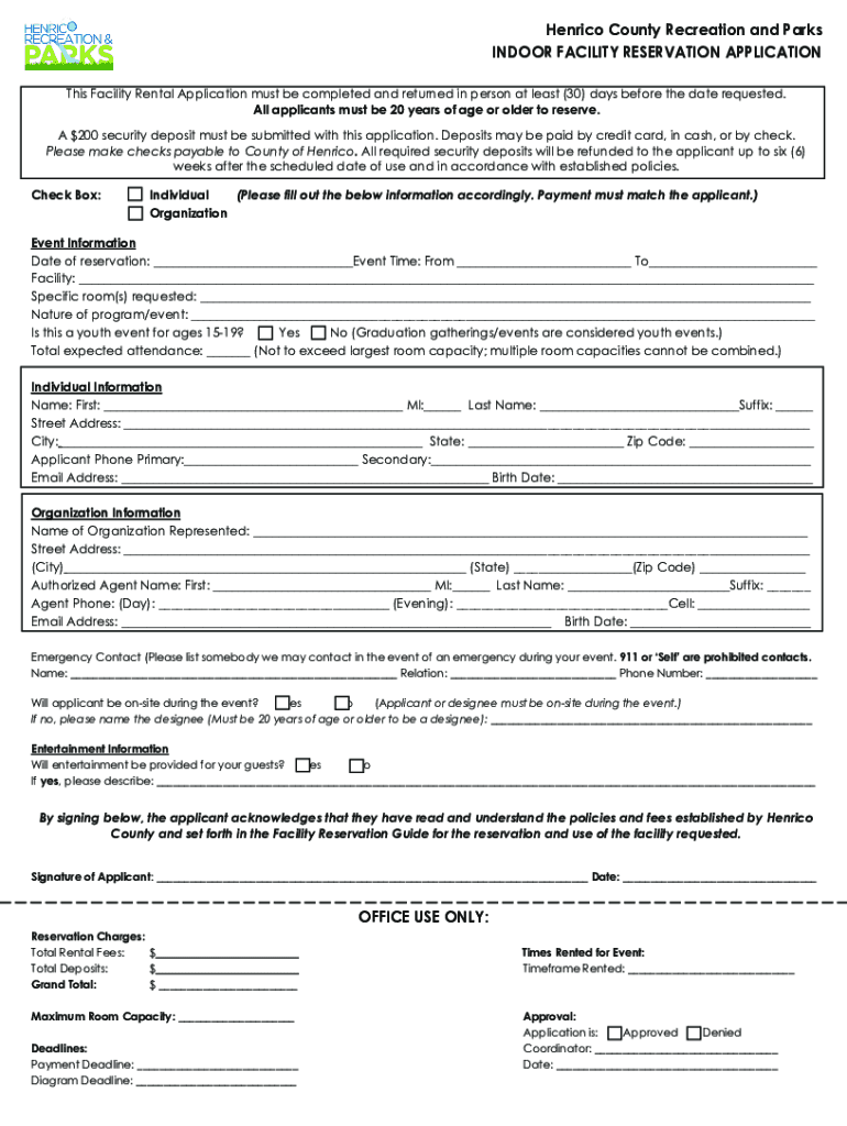 Fillable Online Facility Rental Application for Henrico Theatre's Auditorium Fax Email Print ...
