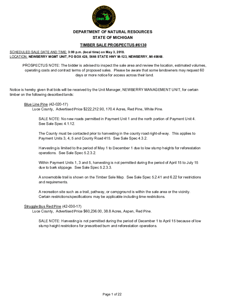 Fillable Online TIMBER SALE PROSPECTUS #6130 Fax Email Print - pdfFiller