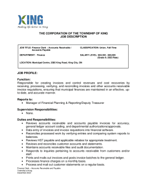 Fillable Online Finance Clerk Job Description Sample Template Fax Email ...