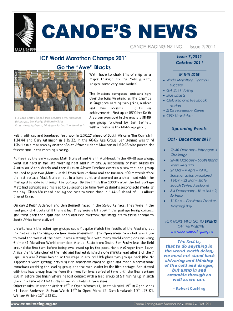 Fillable Online CANOE'S NEWS Fax Email Print - pdfFiller