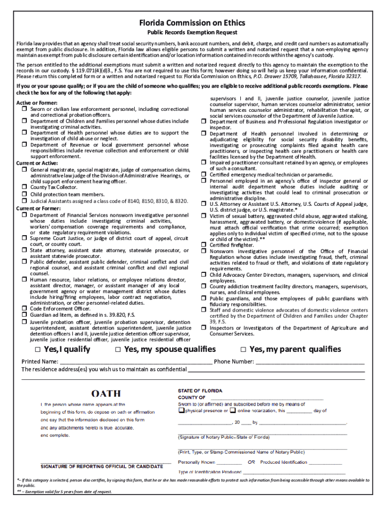 Fillable Online Florida Commission on Ethics: Welcome Fax Email Print ...