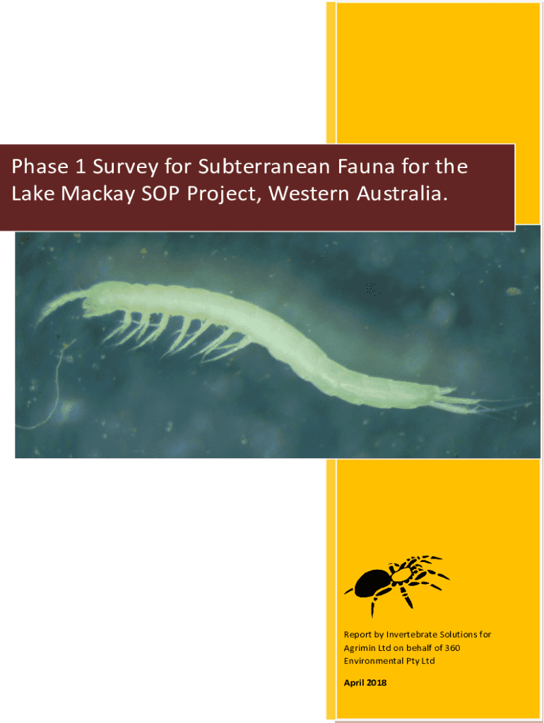 Fillable Online Phase 1 Survey for Subterranean Fauna for the Lake ...