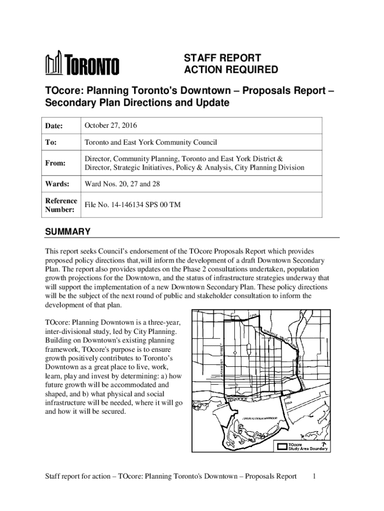 Fillable Online TOcore: Planning Toronto's DowntownProposals Report Fax Email Print - pdfFiller