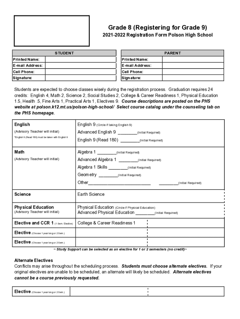 Fillable Online Incoming 9th Grade Student Information / Welcome Fax ...