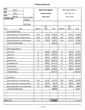Fillable Online Master Bid Tabulation Form Fax Email Print - pdfFiller