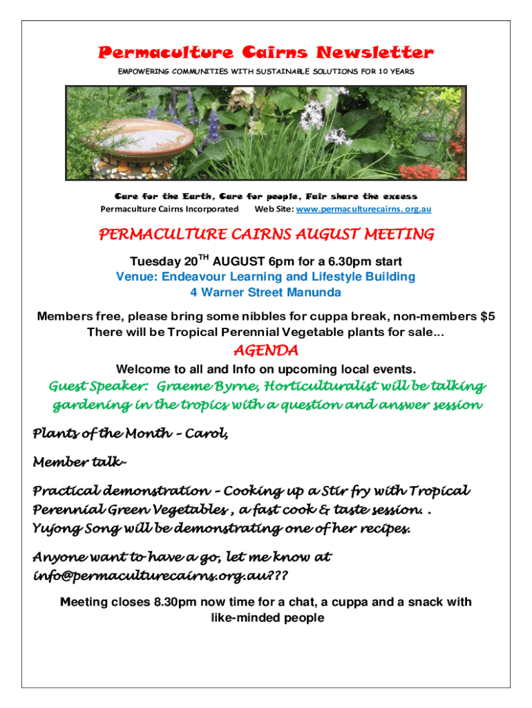 Fillable Online permaculturecairns org Permaculture Ethics: From Earth ...